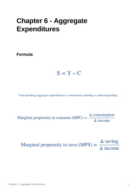 Chapter 6 Aggregate Expenditures Chapter 6 Aggregate Expenditures Formula Practice