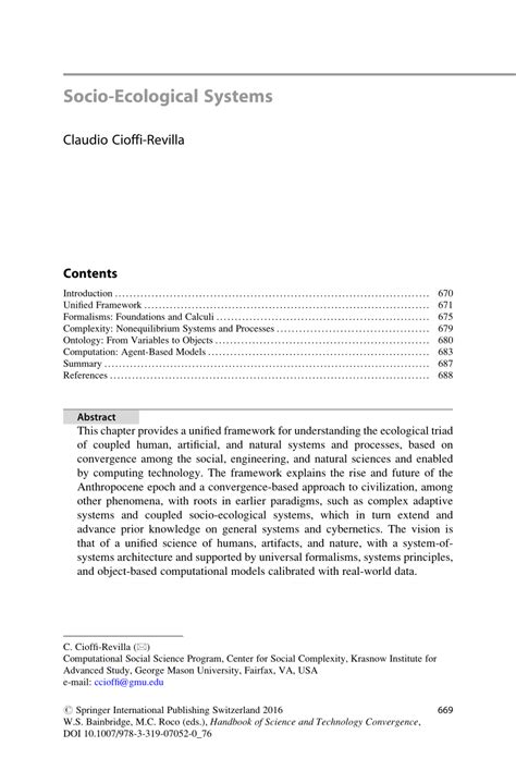 Pdf Socio Ecological Systems