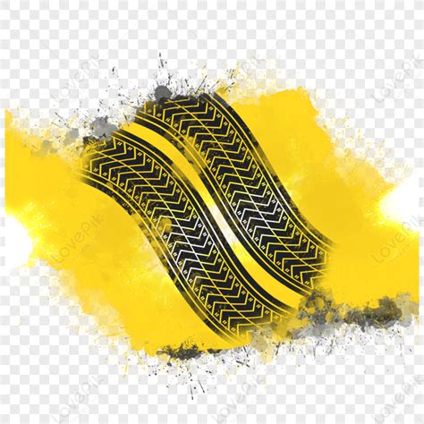 잉크 튀김 타이어 트랙 수채화 일러스트 노란색경향흔적 Png 일러스트 무료 다운로드 Lovepik