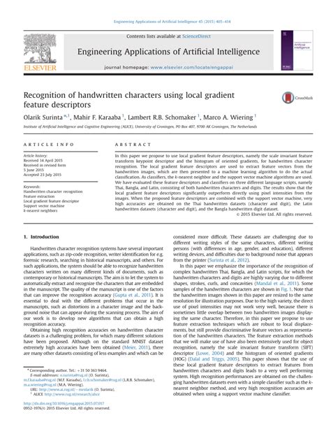 Pdf Recognition Of Handwritten Characters Using Local Gradient