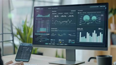 Person Analyzing Complex Data Visualizations On A Large Monitor Screen