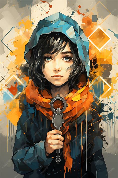 Poster De Uma Criança Palestina Segurando Uma Chave Simbolizando O