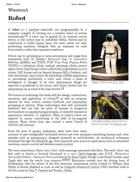 Robot Wikipedia Pdf Robot Robotics