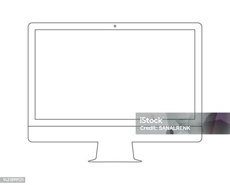 사실적인 얇은 프레임 윤곽선 디스플레이 컴퓨터 모니터 컴퓨터 화면 모형에 대한 개요가 있습니다 벡터 스톡 일러스트레이션 모형에 대한 스톡 벡터 아트 및 기타 이미지 Istock