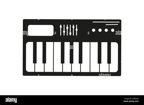 A Black Synthesizer Keyboard With 8 Keys And 4 Sliders Stands Out