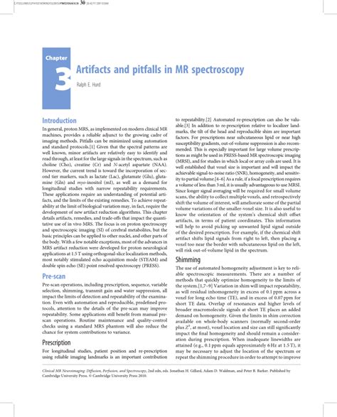 Pdf Artifacts And Pitfalls In Mr Spectroscopy