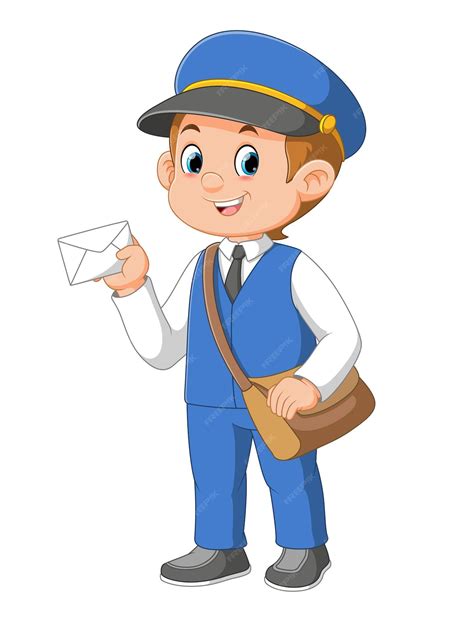 Premium Vector Cartoon Postman Holding Mail And Bag