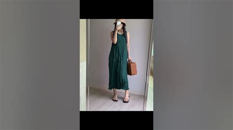 딥그린 주름 플리츠 나시 롱 원피스 바캉스 휴양지 해외여행룩 시원하고 편안한 원피스 Fashion Outfit Dress Style Youtube