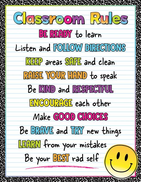 Brights 4ever Classroom Rules Chart From Teacher Created Resources School Crossing