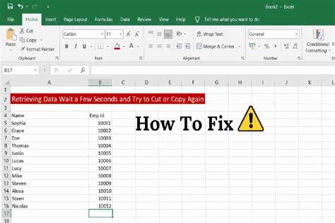 Retrieving Data Wait A Few Seconds And Try To Cut Or Copy Again