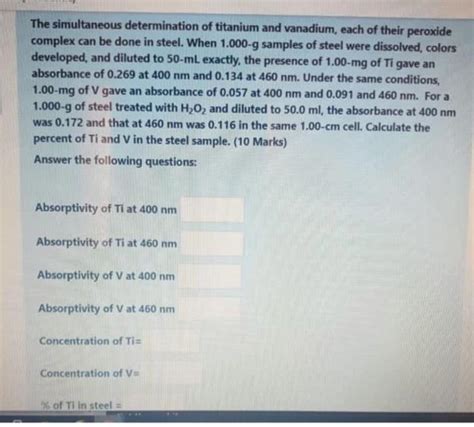 Solved The Simultaneous Determination Of Titanium And