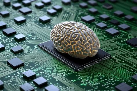 Futuristic Depiction Of A Glowing Brain On A Microchip Circuit Board Symbolizing Artificial