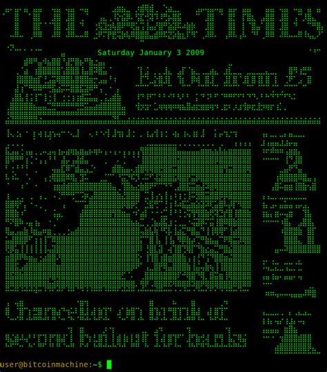 the times 3 january 2009 in ascii art as ssh banner r bitcoin nodes