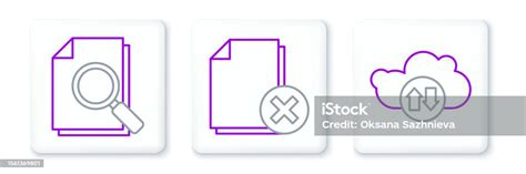 라인 클라우드 다운로드 및 업로드 검색이 포함된 문서 및 파일 문서 삭제 아이콘을 설정합니다 벡터 0명에 대한 스톡 벡터 아트 및 기타 이미지 Istock