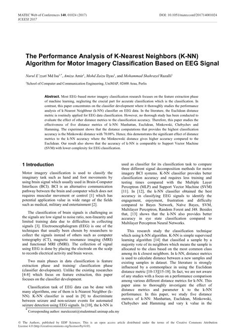 Pdf The Performance Analysis Of K Nearest Neighbors K Nn Algorithm