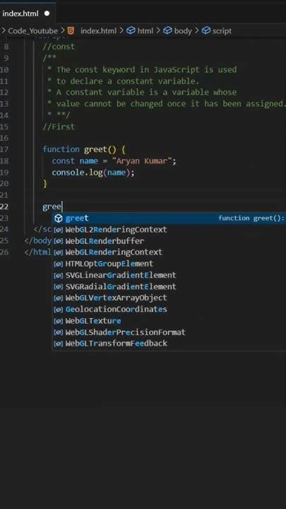 Const Keyword Javascript Shots Video Vanillajs Like Viral Youtube