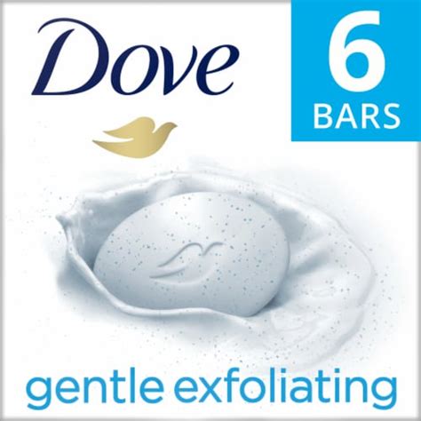 Dove Exfoliating 6 Count Beauty Bar Soap With Mild Cleanser For Softer