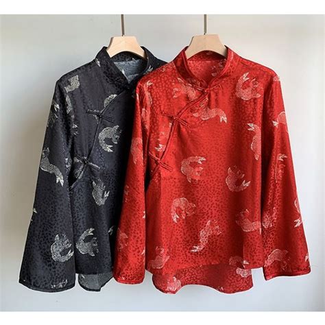 新款 古典 優雅 復古 唐裝 改良 仿真絲 高級 緊身 洋氣 減齡 洋裝時髦時尚新中式襯衫女2022年春夏季新款 蝦皮購物