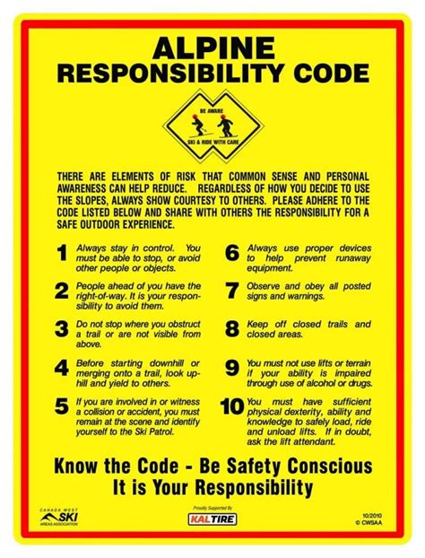 Responsibility Codes Ski Safety Canada