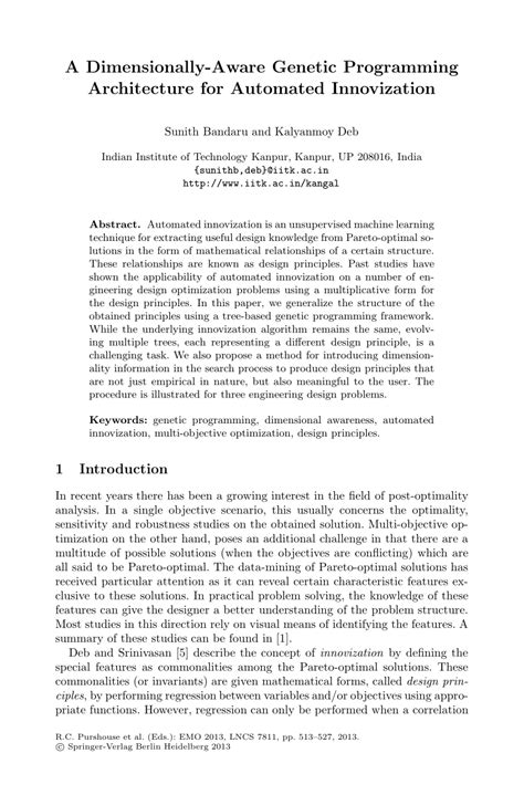 Pdf A Dimensionally Aware Genetic Programming Architecture For Automated Innovization