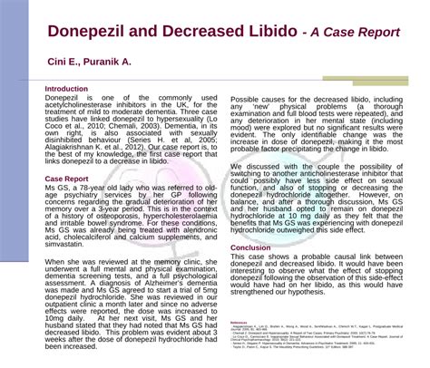 Pdf Donepezil And Decreased Libido A Case Report