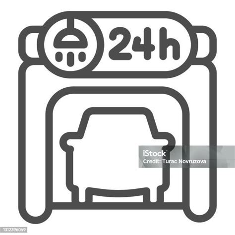 세차 표지판과 차량 내부 라인 아이콘 세차 개념 흰색 배경에 차고 표지판 모바일 윤곽 스타일세차 입구 아이콘이있는 차고 벡터 그래픽 개념에 대한 스톡 벡터 아트 및 기타