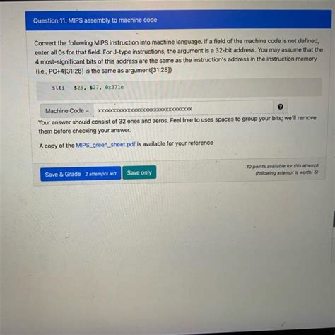 Solved Question 11 Mips Assembly To Machine Code Convert