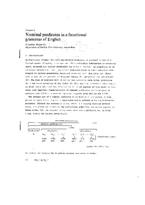 Pdf Nominal Predicates In A Functional Grammar Of English