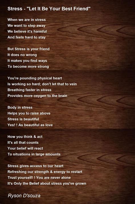Poem For Friends With Stress