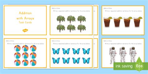Addition With Arrays Task Cards Teacher Made
