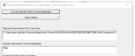 script convert indicator set to comma separated communitypower ea