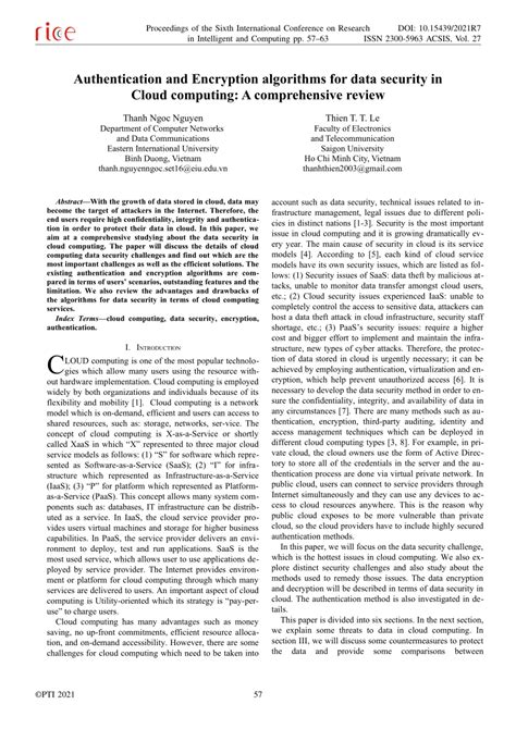 Pdf Authentication And Encryption Algorithms For Data Security In