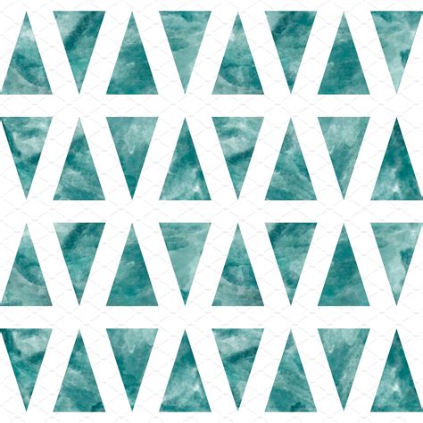 Watercolor Geometric Seamless Pattern Winter Turquoise Indigo Sea