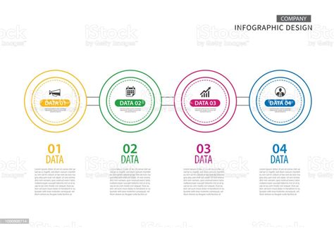 인포 그래픽 일주 4 데이터 템플릿 사용 하 여 얇은 선 벡터 일러스트 레이 션 추상적인 배경입니다 워크플로 레이아웃 사업 단계
