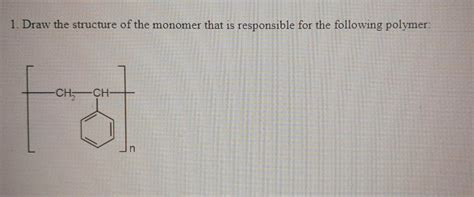 Solved Draw The Structure Of The Monomer That Is Chegg