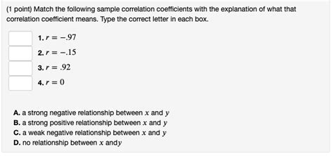 Solved Point Match The Following Sample Correlation Chegg