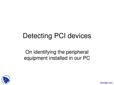 Detecting Pci Devices Advanced System Programming Lecture Slides