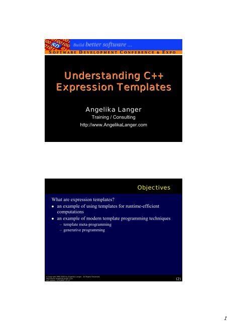 Understanding C Expression Templates Angelika Langer