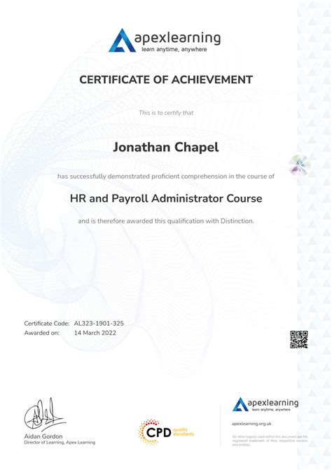 Certificate Apex Learning