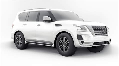 흰색 배경 3d 렌더링에 고립 된 흰색 프리미엄 가족 Suv 자동차 프리미엄 사진