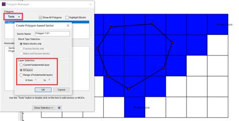 在builder中，polygon可以圈定任意平面上的区域，根据其圈定的区域创建sector时，如何选择不同的小层？ Learn Cmg
