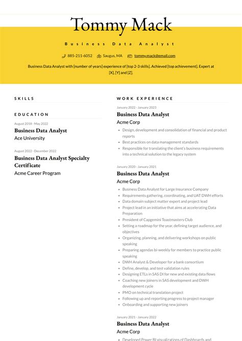10 Business Data Analyst Resume Examples That Work