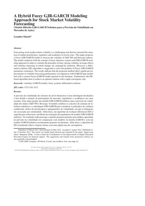 pdf a hybrid fuzzy gjr garch modeling approach for stock market