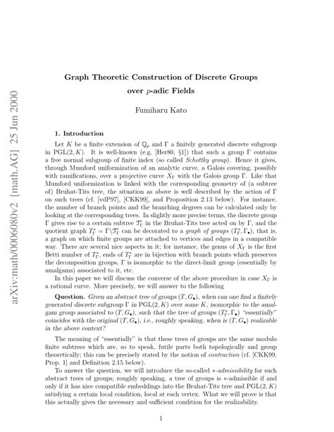 Pdf Graph Theoretic Construction Of Discrete Groups Over P Adic Fields