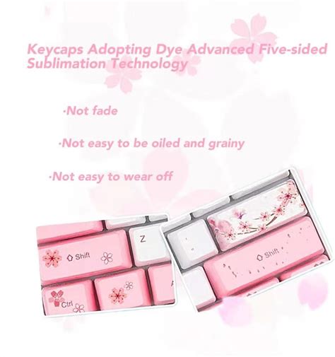 ZMX Cherry Blossom Pink Mechanical Wired Keyboard 61 Keys Mini OUTEMU Hot Swappable Heat