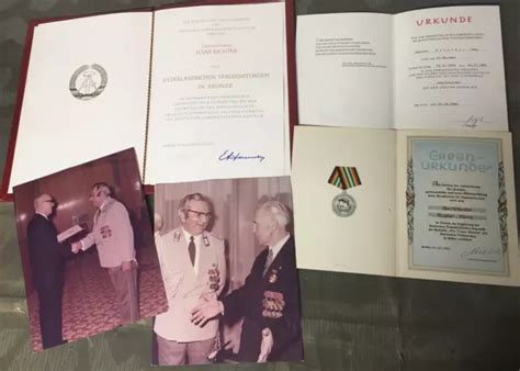 Ddr Urkunde Vvo Bronze Vaterländischer Verdienst Ordenverleihungsfotos