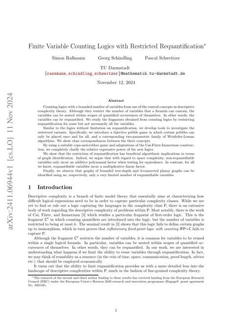 Pdf Finite Variable Counting Logics With Restricted Requantification