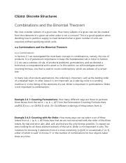 Combinations And The Binomial Theorem Pdf CS Discrete Structures Combinations And The