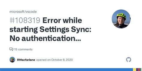 Error While Starting Settings Sync No Authentication Provider Github Is Currently Registered