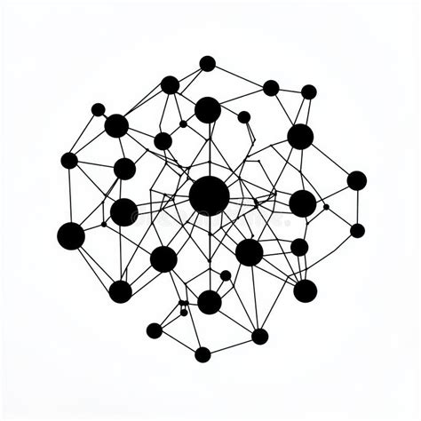 Black And White Network Diagram With Interconnected Nodes And Lines